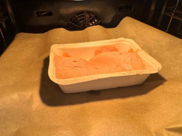 Selbst gebackener Leberkäse mit Reis & Gemüse